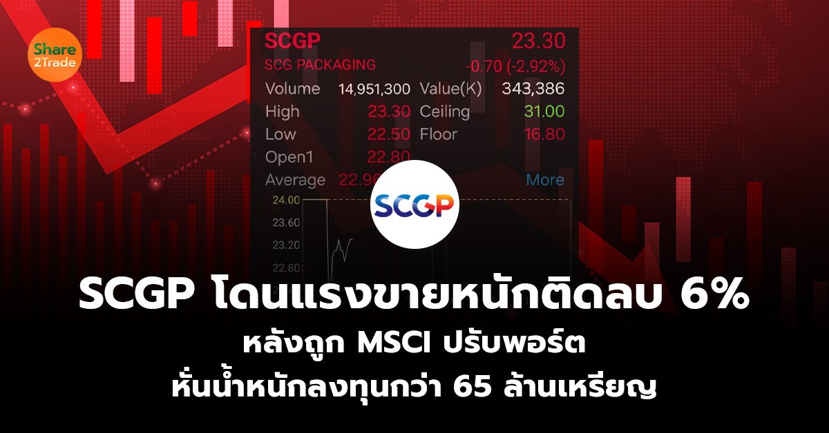 SCGP โดนแรงหนักติดลบ 6% หลังถูก MSCI ปรับพอร์ต หั่นน้ำหนักลงทุนกว่า 65 ล้านเหรียญ | Share2Trade